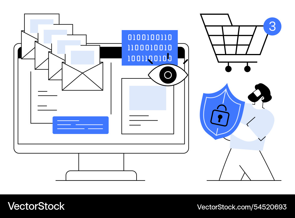 Cybersecurity in e-commerce securing emails data Vector Image