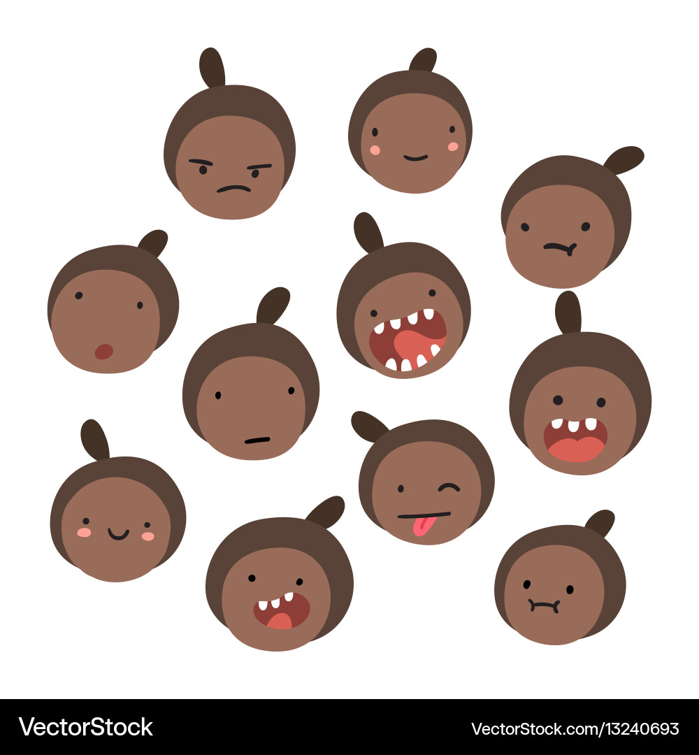 Emoji black girl emotions Royalty Free Vector Image