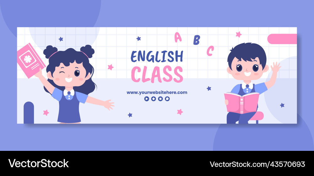 English class cover template hand drawn cartoon Vector Image
