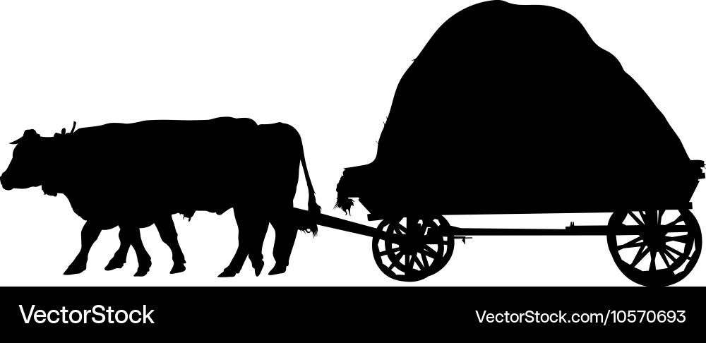 Farm animals bulls a cart Royalty Free Vector Image