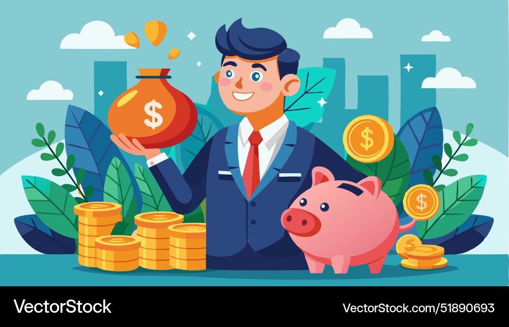 Financial success cartoon Royalty Free Vector Image