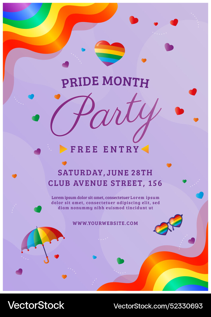 Gradient pride month flyer template Royalty Free Vector