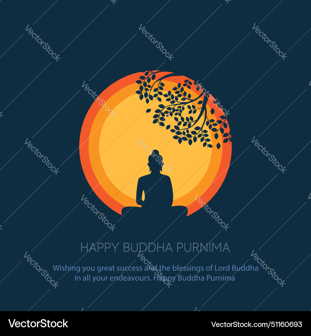 Happy vesak day buddha purnima wishes greetings Vector Image
