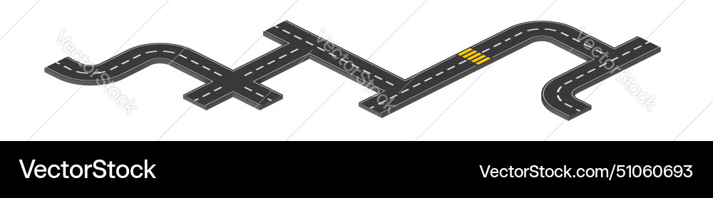Isometric asphalt road with intersections Vector Image