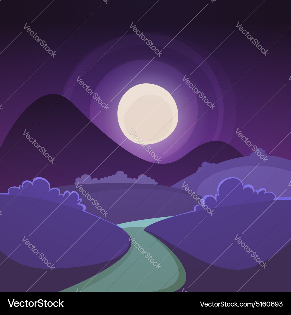 Night cartoon landscape Royalty Free Vector Image