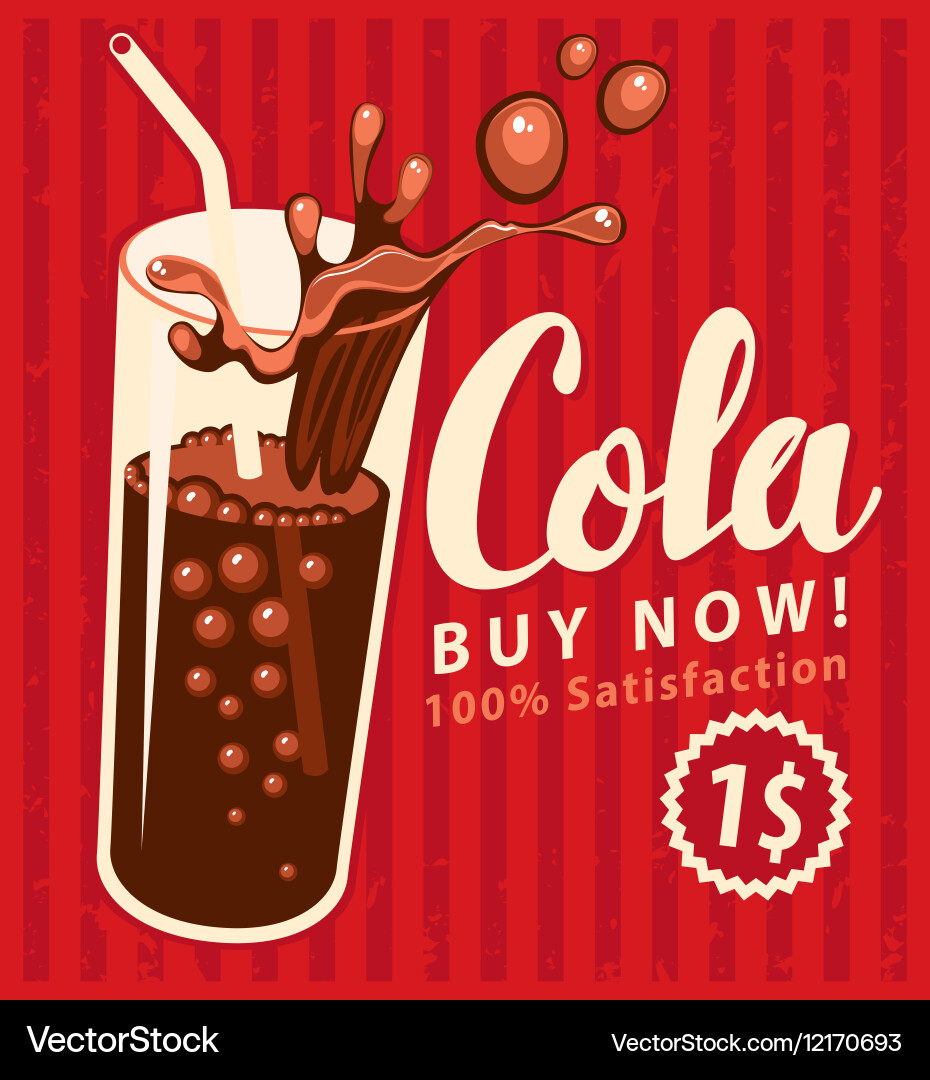 Retro Cola Drink Glass Royalty Free Vector Image