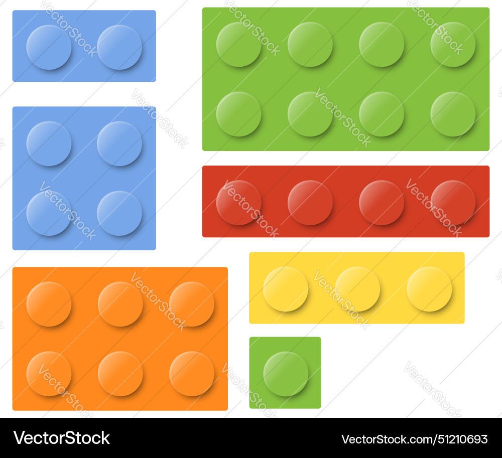 Set of blocks building toy colored brick Vector Image