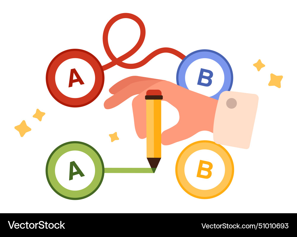 Shortcut from point a to b businessman hand Vector Image
