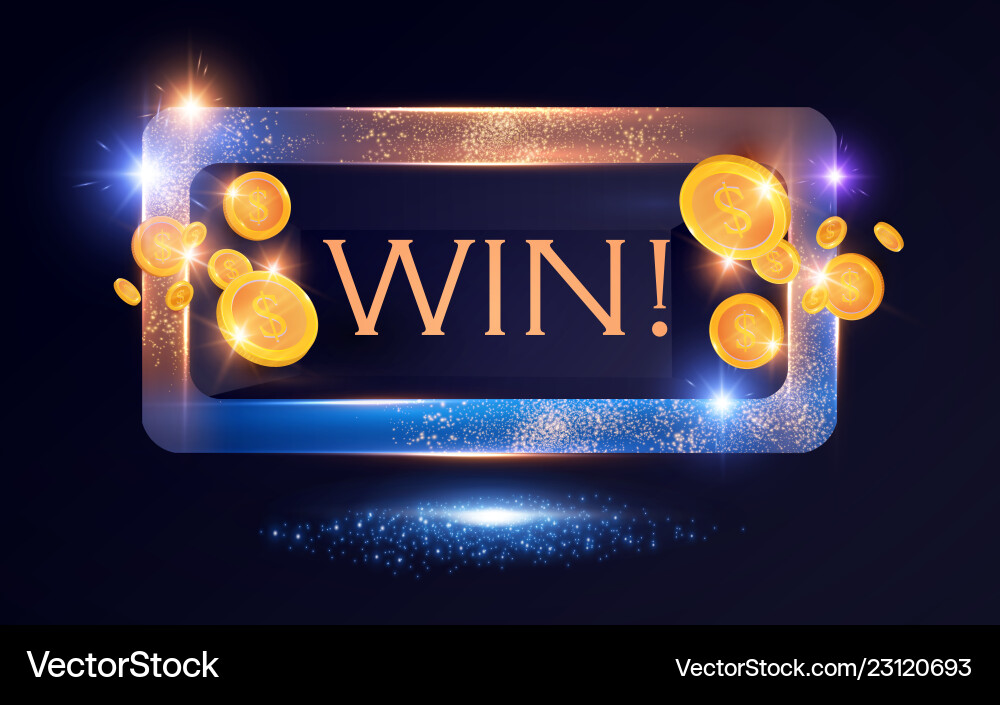 Win gambling game shining banner with gold flying Vector Image