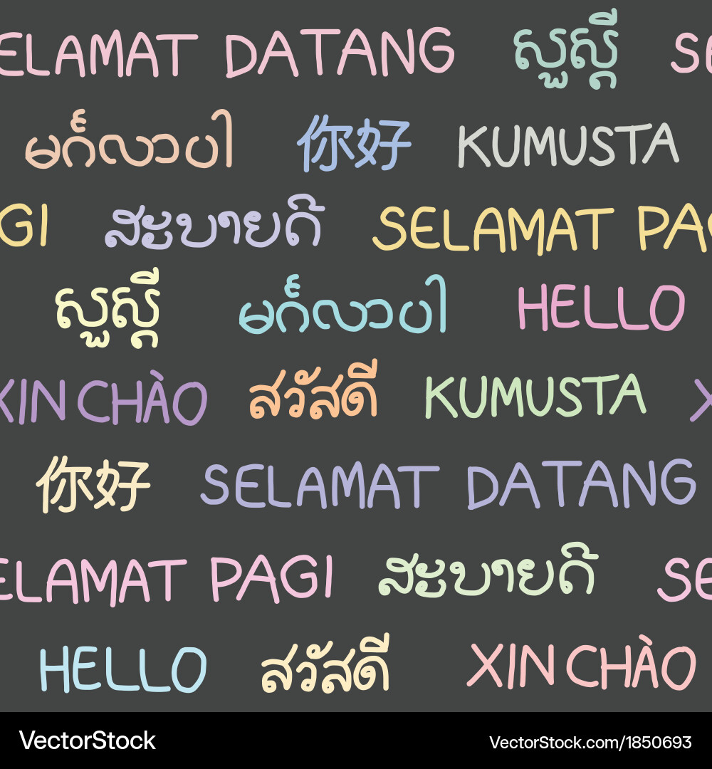 Word hello in south east asian languages Vector Image