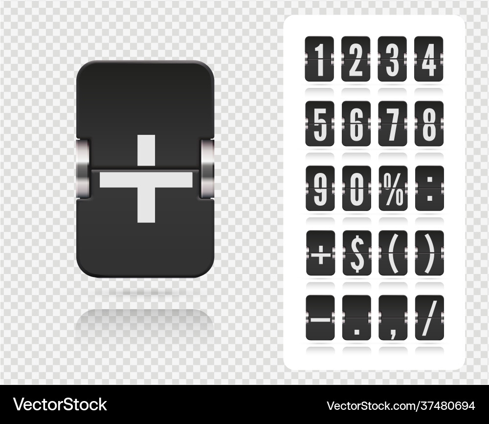 Analog countdown number font Royalty Free Vector Image