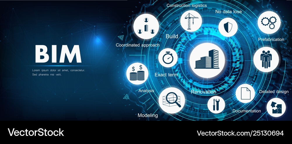 Bim banner - building information modeling Vector Image