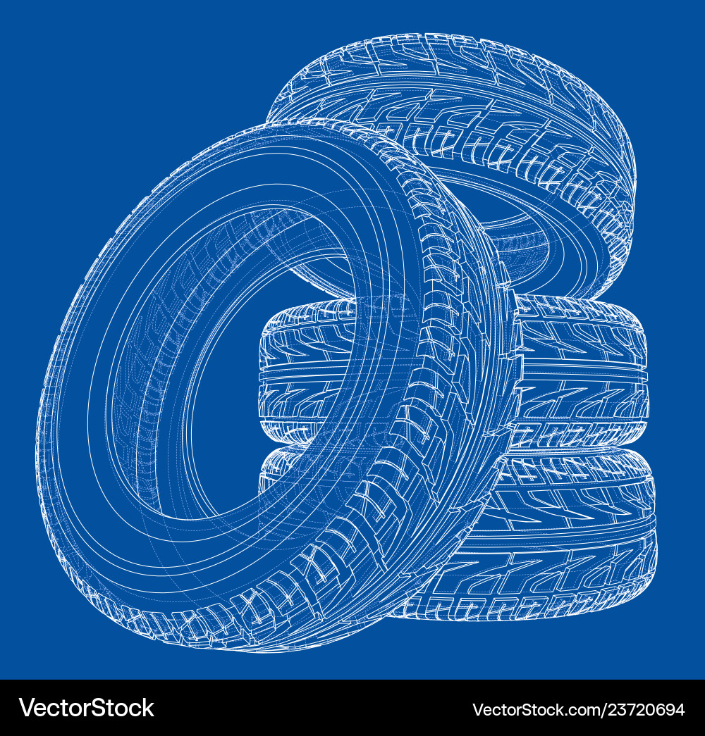 Car tires concept rendering of 3d Royalty Free Vector Image