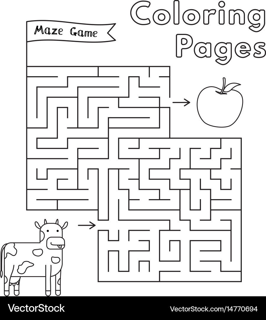 Cartoon cow maze game Royalty Free Vector Image