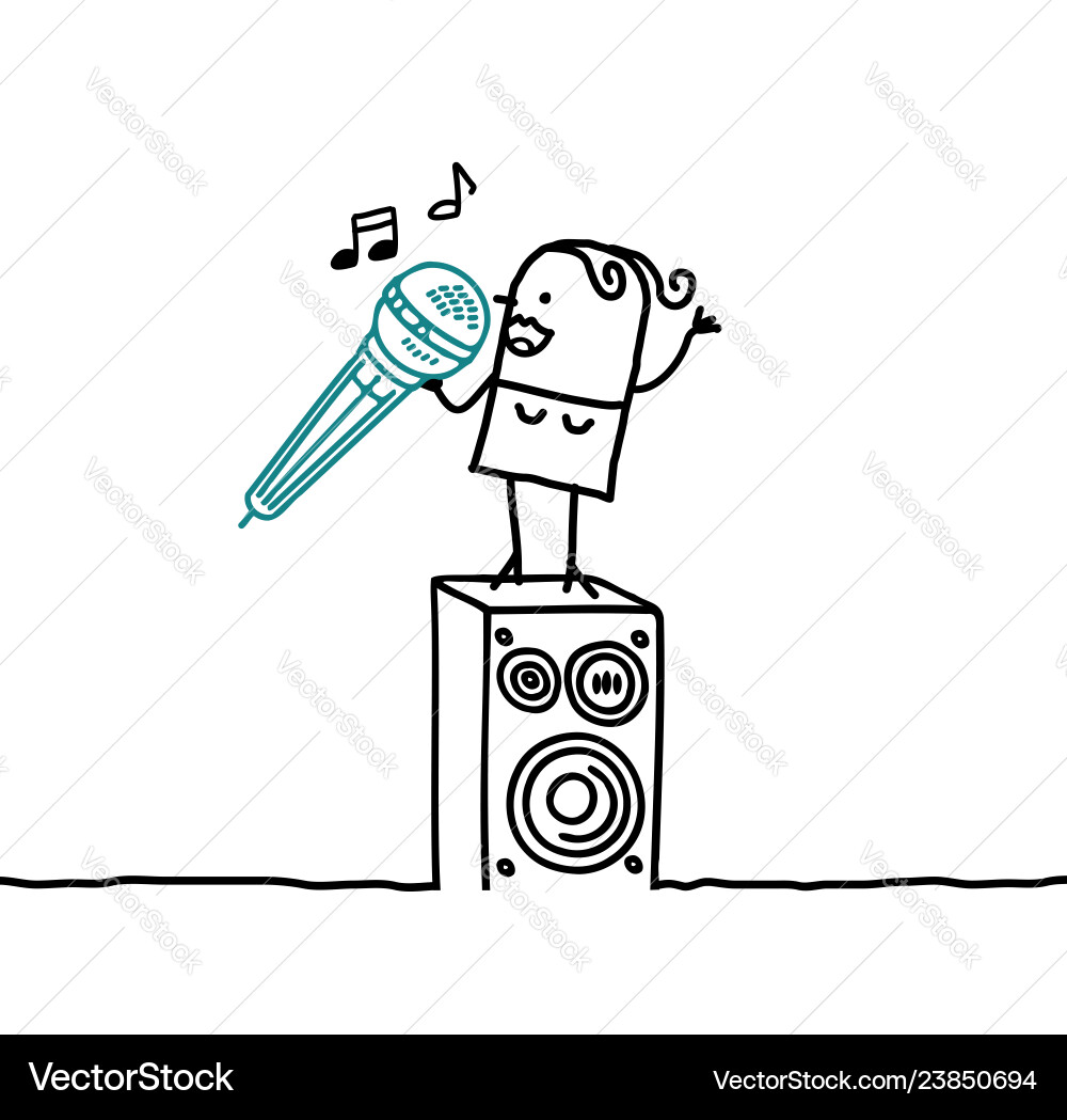 Cartoon singer woman with microphone Royalty Free Vector
