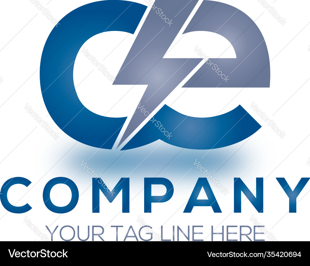 Ce alphabet electric logo design concept Vector Image
