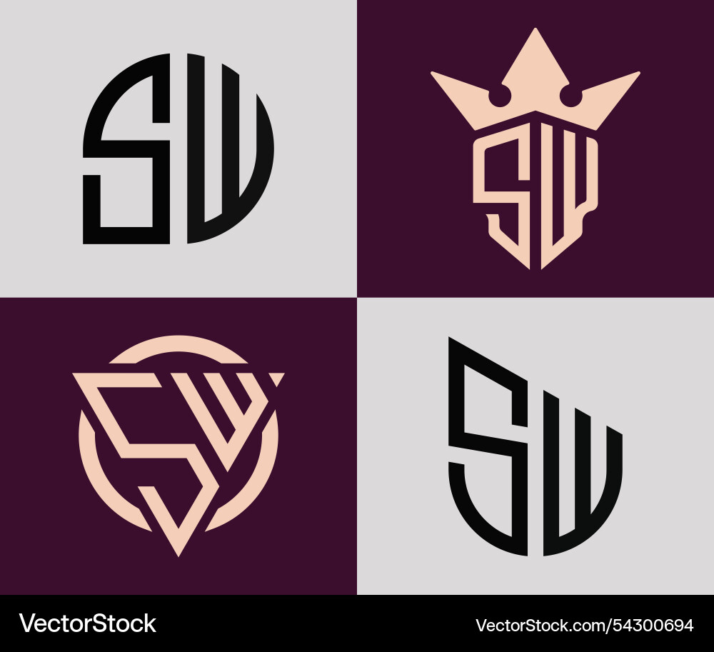 Creative simple initial letters sw logo designs Vector Image