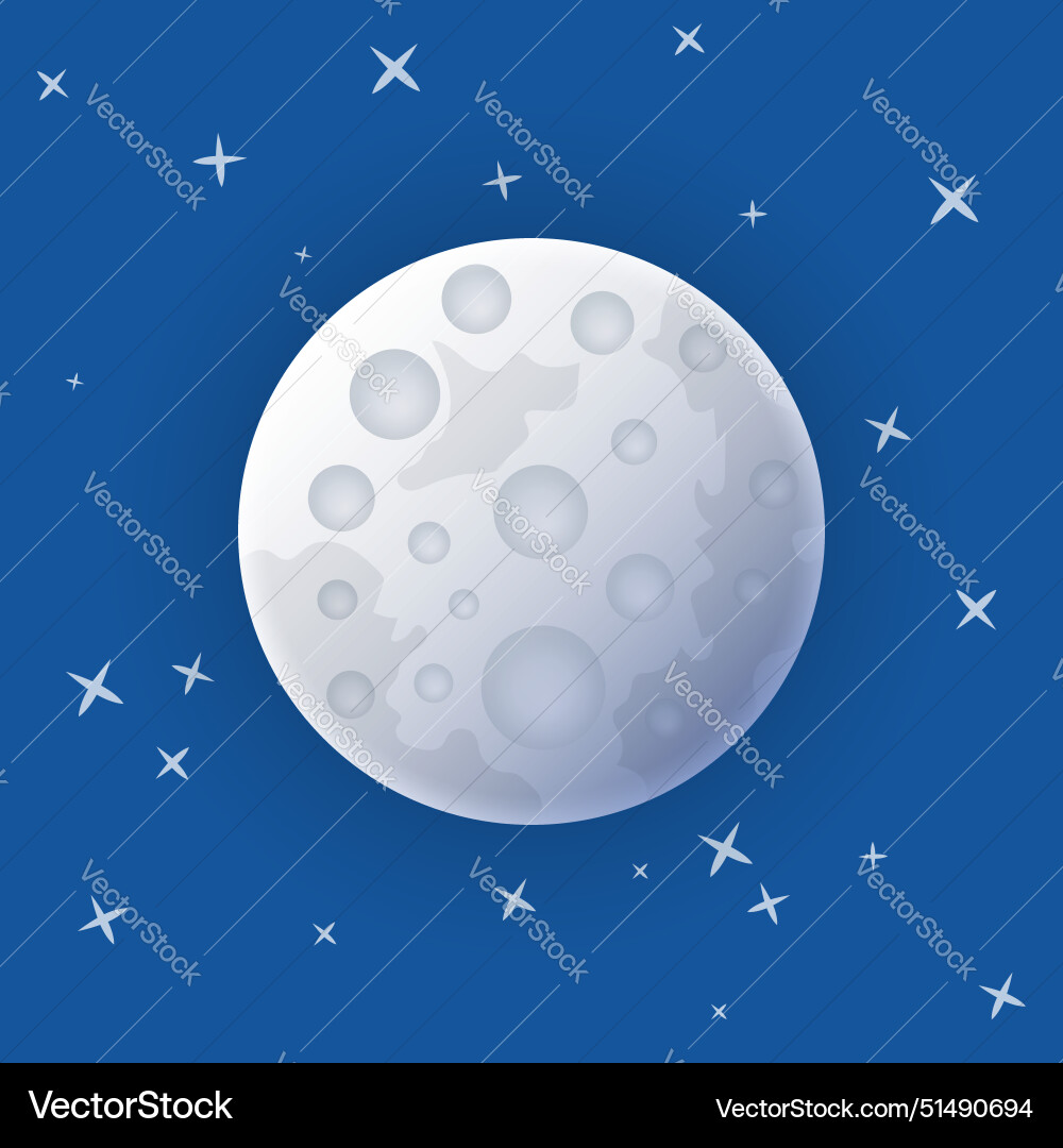 Full moon night icon in flat style lunar Vector Image