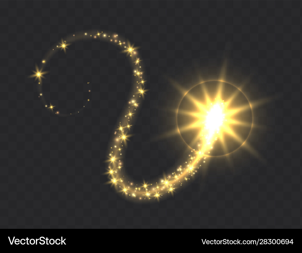 Glowing magic swirl golden light trail effect Vector Image