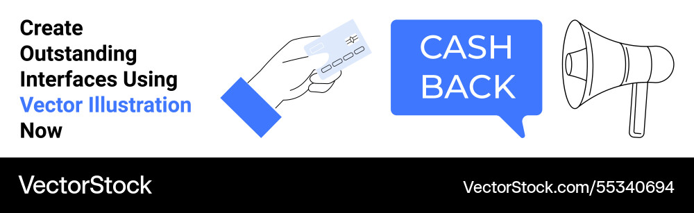 Hand offering credit card with cashback text Vector Image