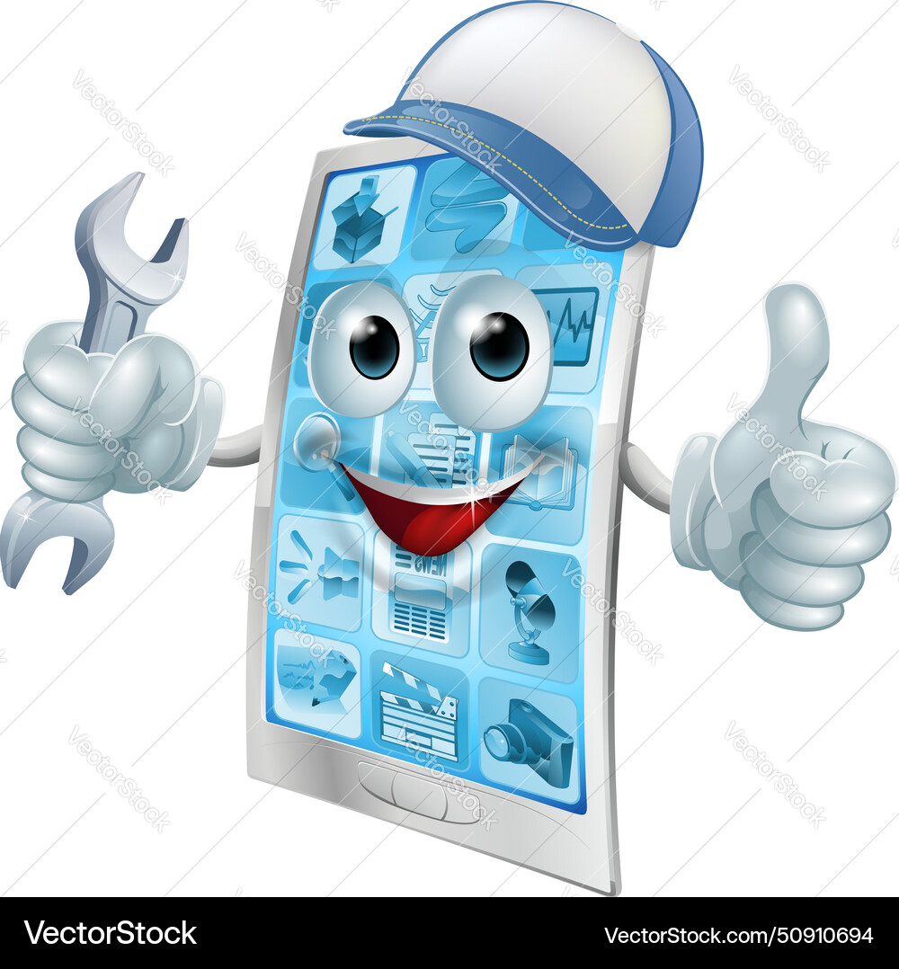 Phone repair cartoon character Royalty Free Vector Image