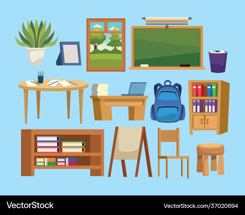 School indoor icons Royalty Free Vector Image - VectorStock