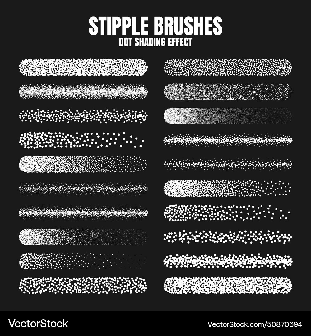 Stipple scatter brush ink drawing and texturing Vector Image