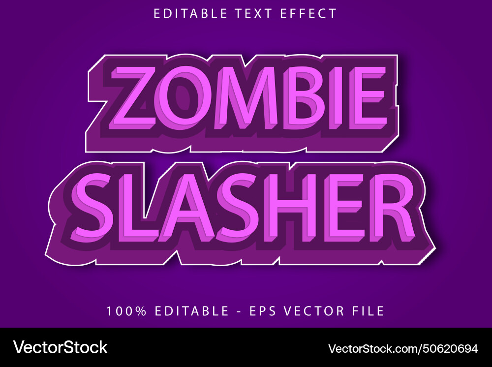 Zombie slasher editable text effect cartoon style Vector Image