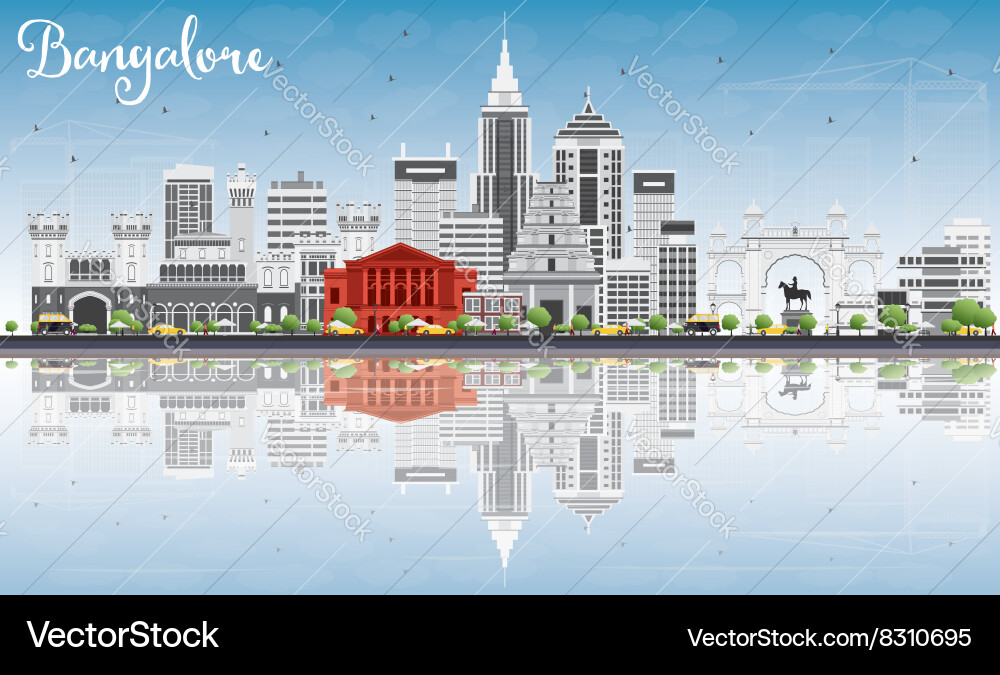 Bangalore skyline with gray buildings Royalty Free Vector