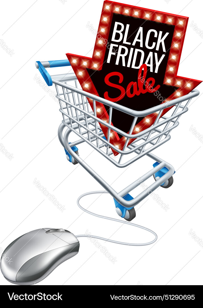 Black friday sale online trolley computer mouse Vector Image