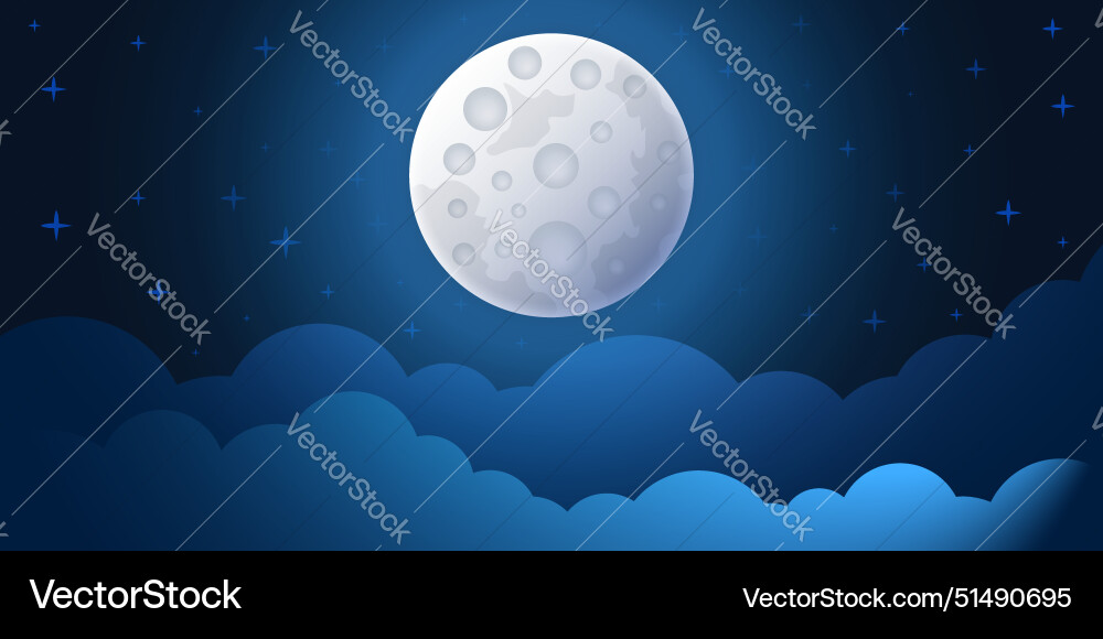 Full moon night icon in flat style lunar Vector Image