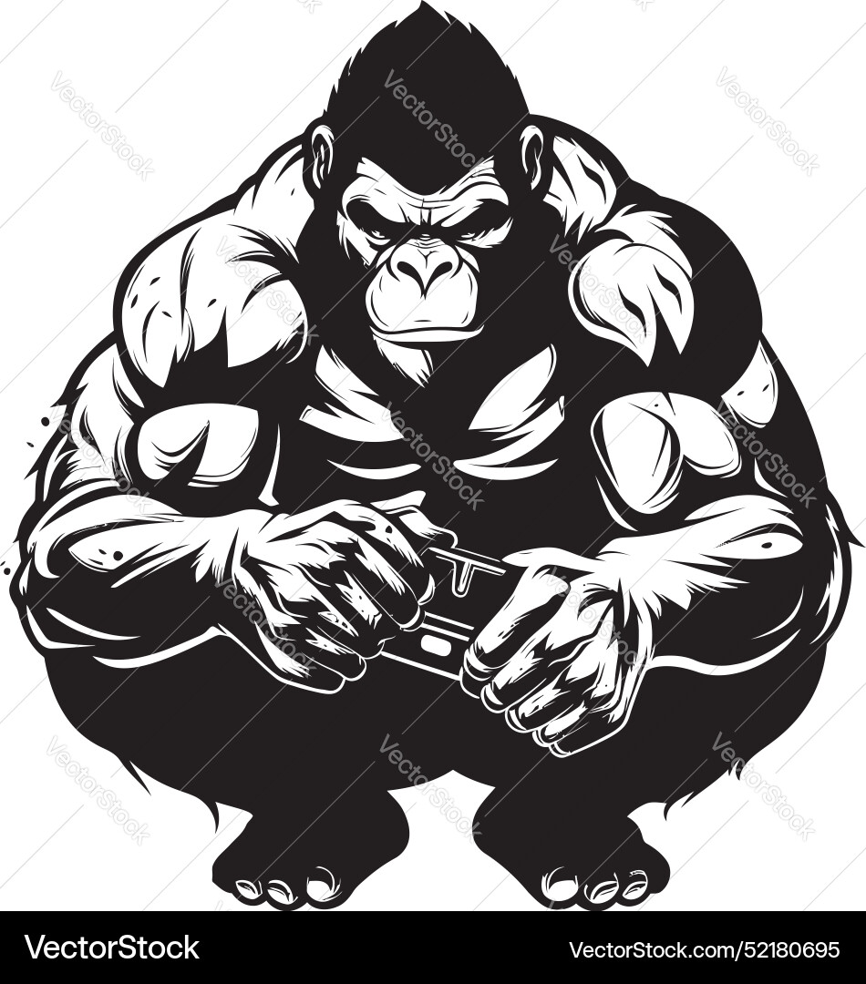 Gaming gorilla grip powerful primate emblem Vector Image