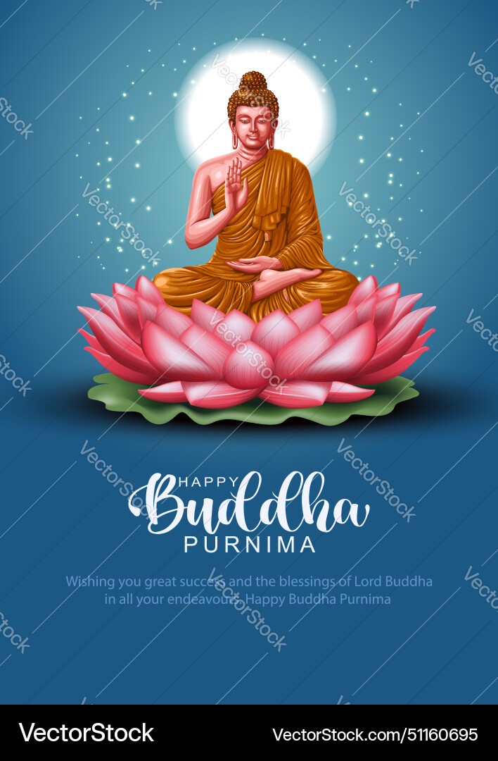 Happy vesak day buddha purnima wishes greetings Vector Image