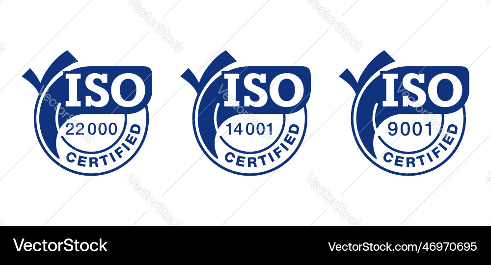 ISO Certification Badges Set Royalty Free Vector Image