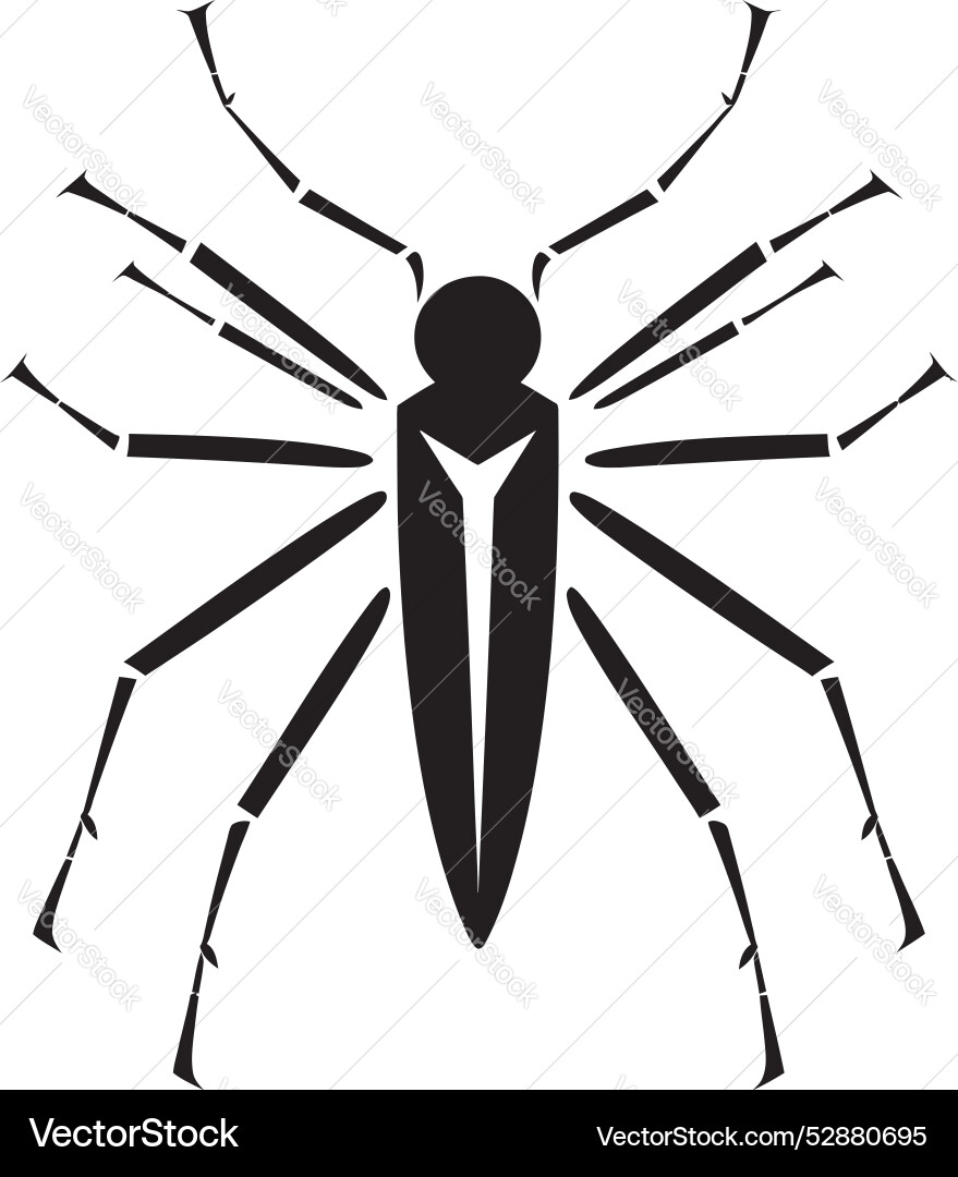 Monochrome stick insect emblem badge Royalty Free Vector