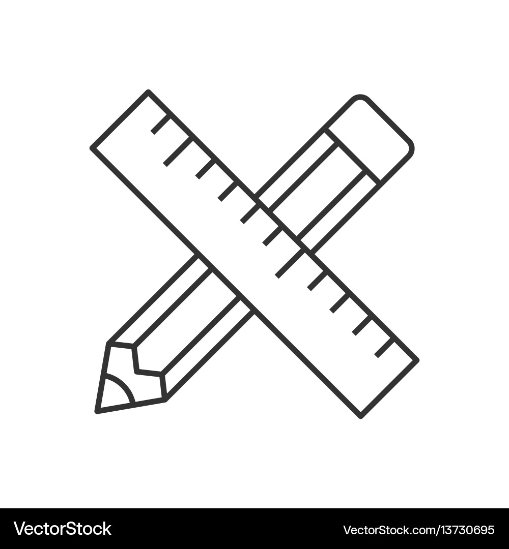 Pencil and ruler linear icon Royalty Free Vector Image