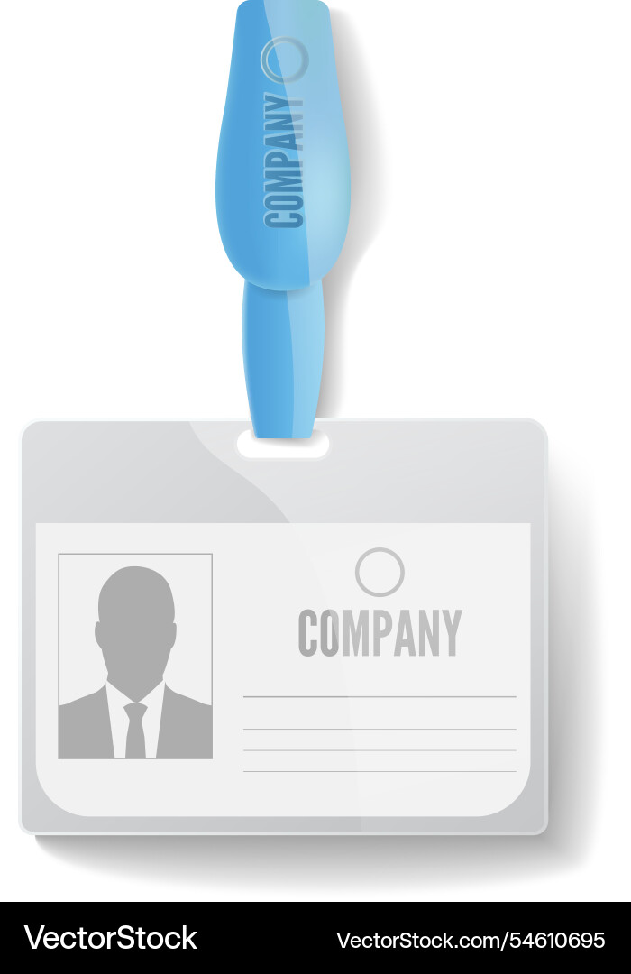 Professional id card hangs from a blue lanyard Vector Image