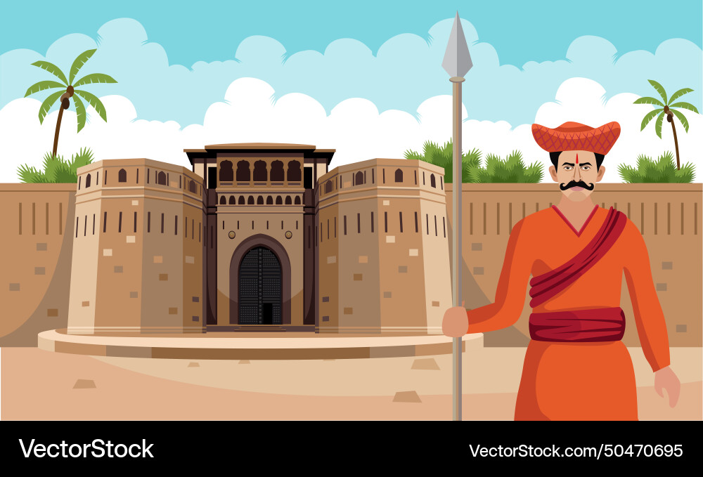 Shaniwar wada pune with maratha warriors mavala Vector Image