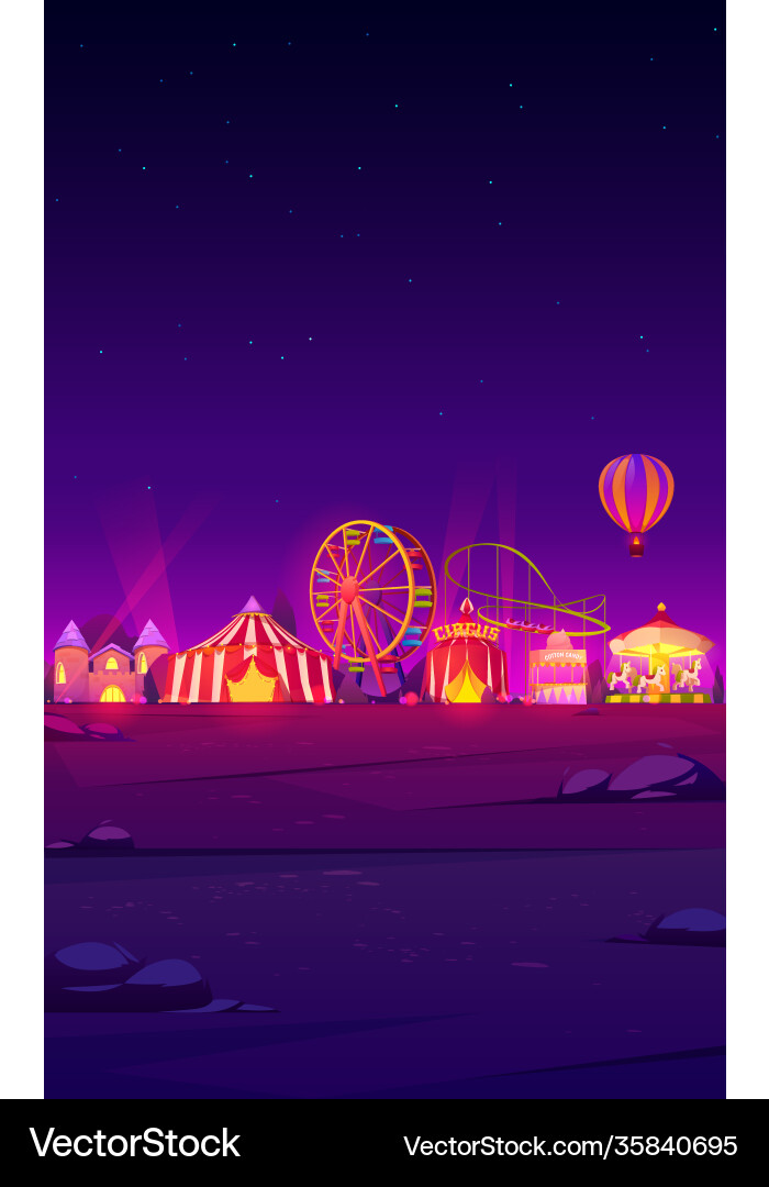 Smartphone background with night carnival funfair Vector Image