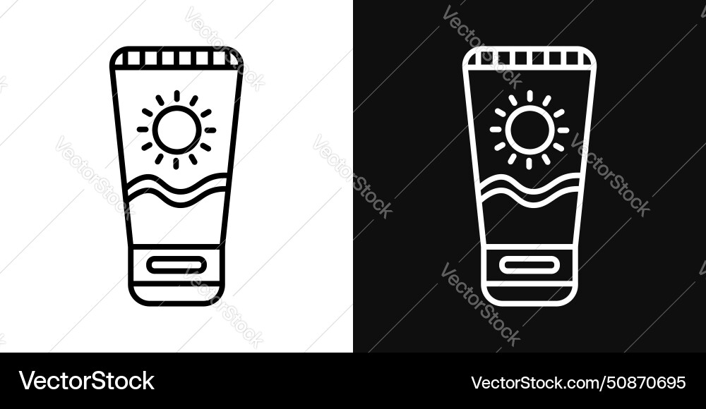 Suntan cream icon set beach sun symbol Royalty Free Vector