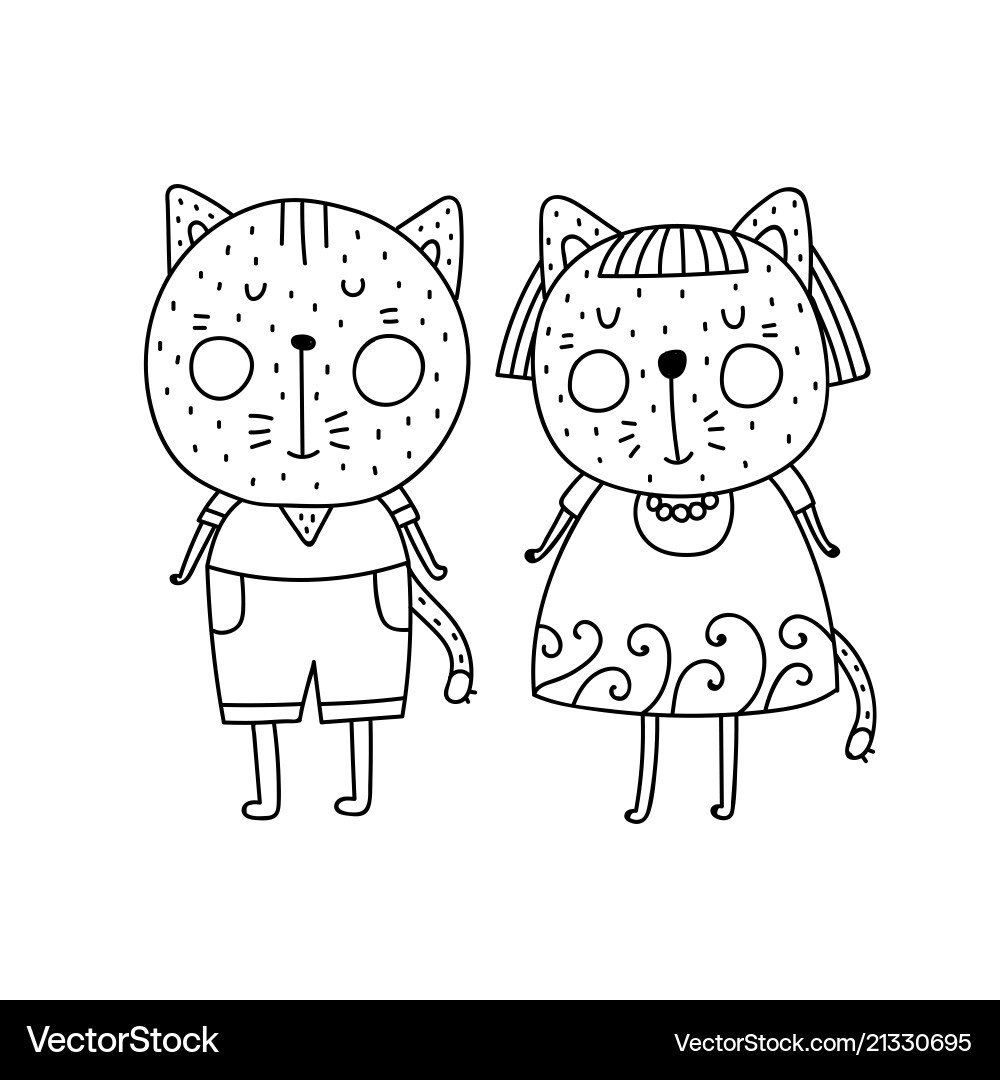 Two cats boy and girl Royalty Free Vector Image