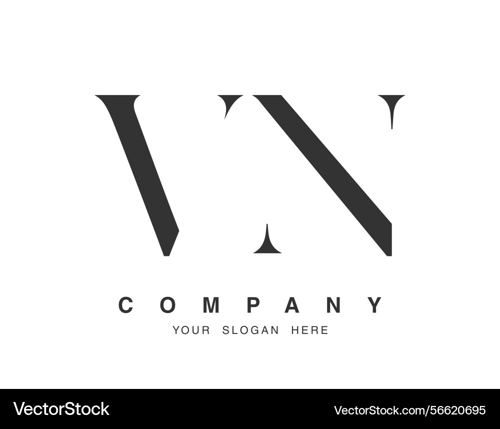 Vn logo design initial letter v and n serif font Vector Image
