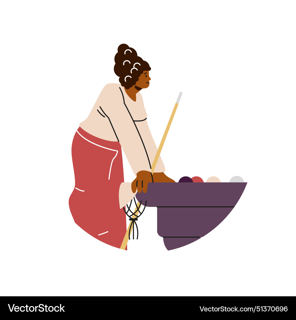 A girl playing billiards Royalty Free Vector Image