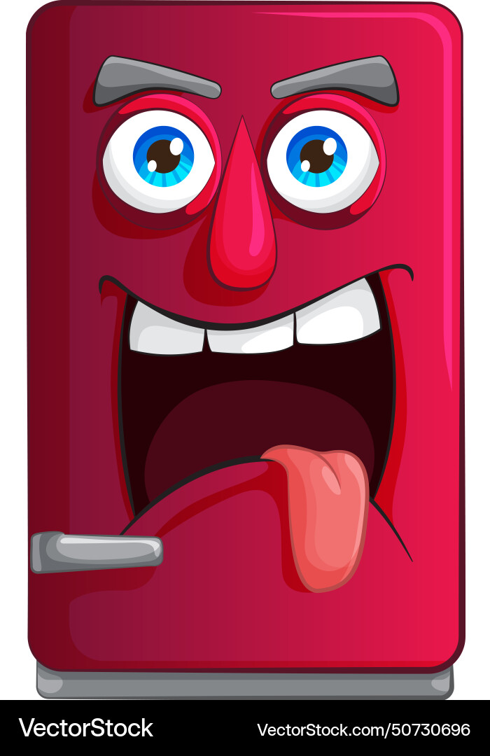Animated fridge with a playful cheeky expression Vector Image
