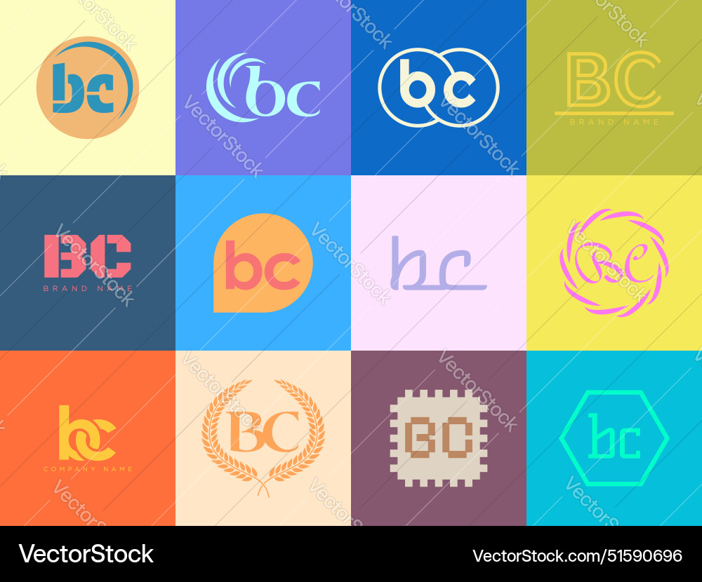 Bc logo company template letter b and c logotype Vector Image