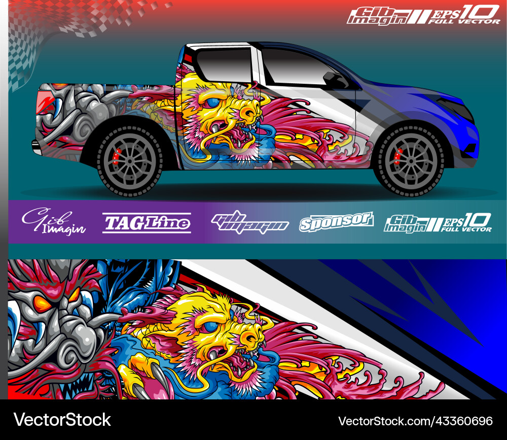 Car wrap graphic racing abstract background Vector Image