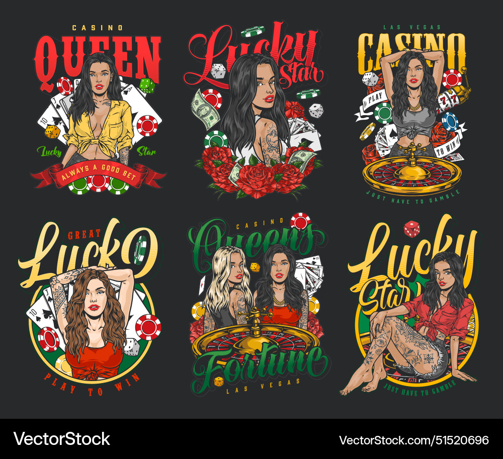 Casino hobby set flyers colorful Royalty Free Vector Image