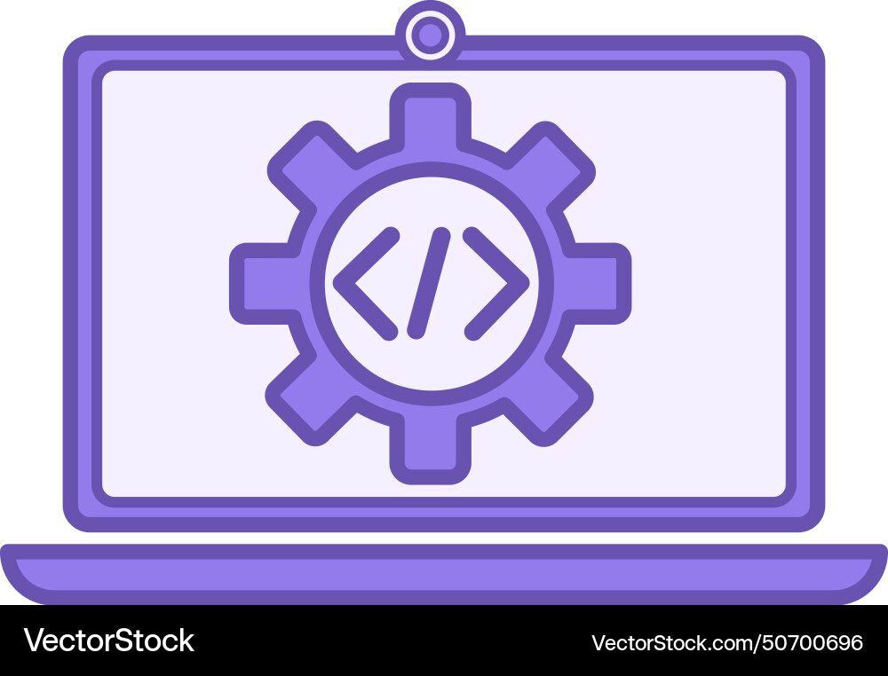 Colored programming icon of laptop code Royalty Free Vector Colored programming icon of laptop code Royalty Free Vector