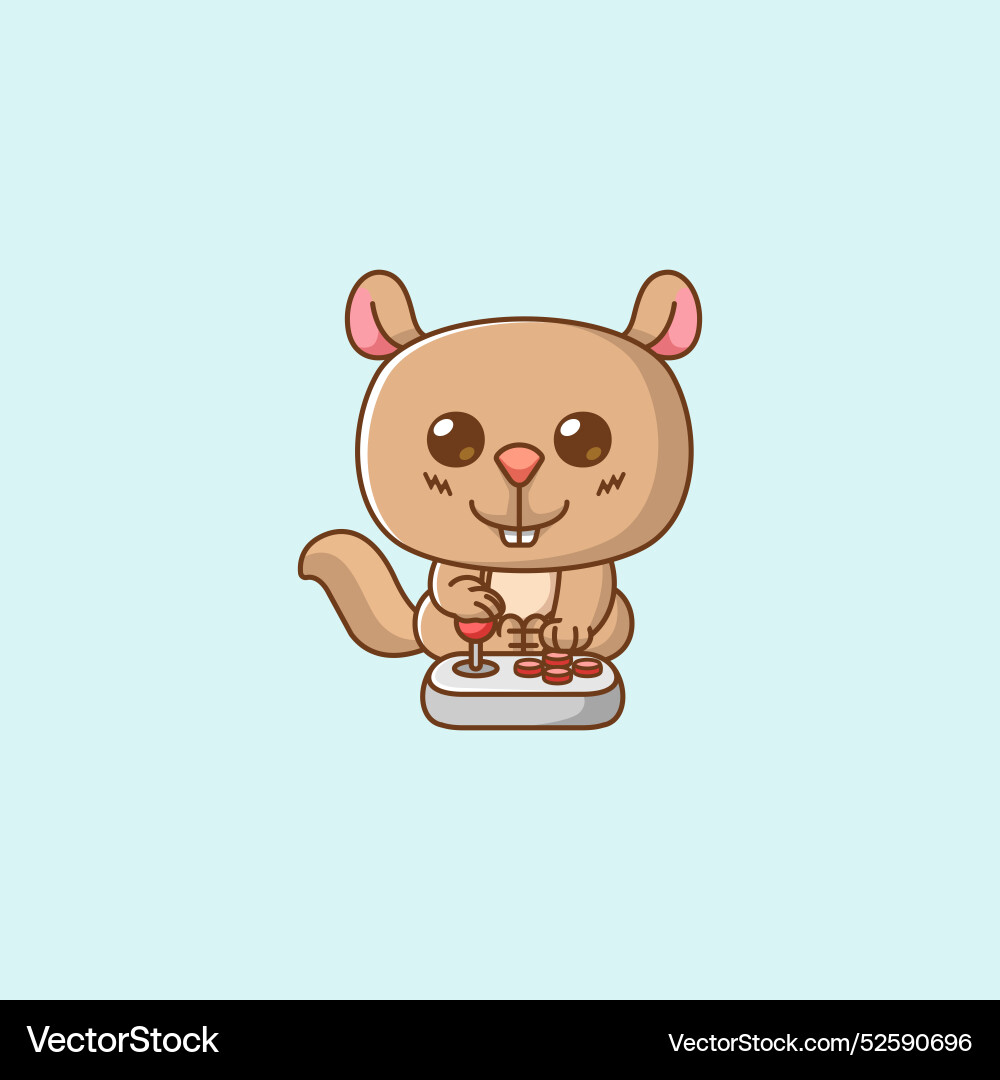 Cute squirrel gamer playing game with joystick Vector Image