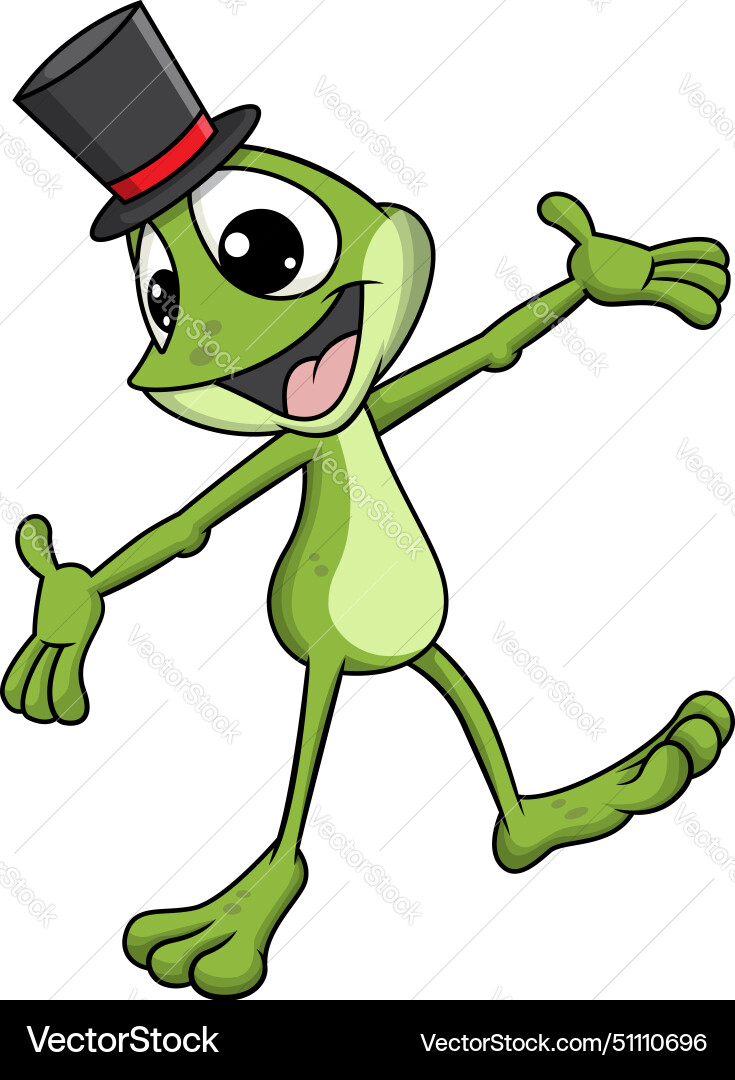 Frog mascot dancing cartoon clip art Royalty Free Vector
